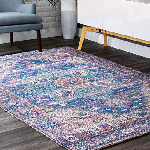 nuLOOM Melinda Flatweave Medallion Jute Area Rug, 3' x 5', Blue