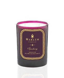 harlem candle company speakeasy luxury scented candle, double wick, 12 oz burgundy glass jar, soy wax, gift box, palo santo, cardamom, incense, bourbon, licorice, tobacco and pachouli