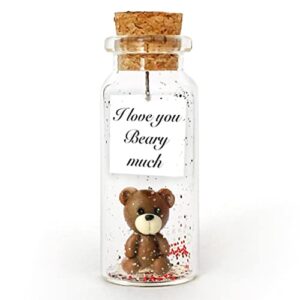 kseniya revta cute girlfriend and boyfriend gifts – personalized anniversary present for her him – custom birthday gift idea for women men (brown bear – i love you beary much, gift bottle)