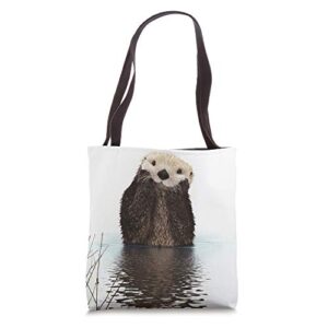 adorable sea otter tote bag