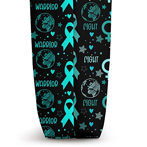 Ovarian Cancer Warrior Teal Ribbon Awareness Gift Tote Bag