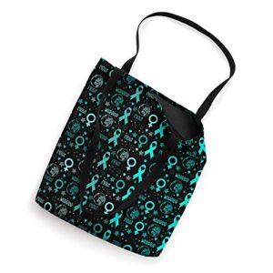 Ovarian Cancer Warrior Teal Ribbon Awareness Gift Tote Bag