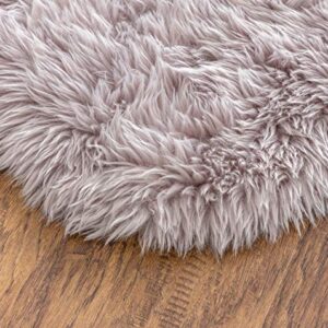 Chanasya Super Soft Faux LongFur Suede Fake Sheepskin for Sofa Couch Stool Vanity Chair Cover Luxurious Fluffy Rug Dusty Pink Solid Shaggy Area Rugs for Living Bedroom Floor - Mauve 2ftx6ft