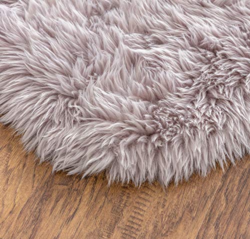 Chanasya Super Soft Faux LongFur Suede Fake Sheepskin for Sofa Couch Stool Vanity Chair Cover Luxurious Fluffy Rug Dusty Pink Solid Shaggy Area Rugs for Living Bedroom Floor - Mauve 2ftx6ft