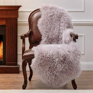 Chanasya Super Soft Faux LongFur Suede Fake Sheepskin for Sofa Couch Stool Vanity Chair Cover Luxurious Fluffy Rug Dusty Pink Solid Shaggy Area Rugs for Living Bedroom Floor - Mauve 2ftx6ft