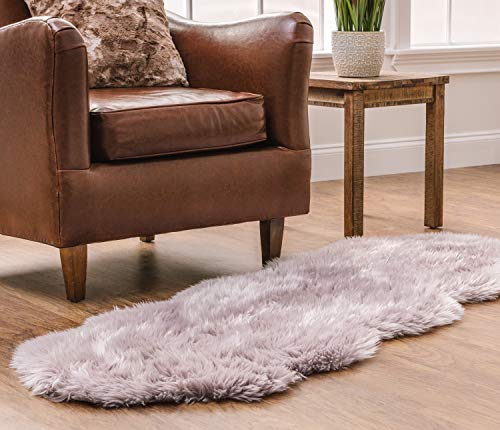 Chanasya Super Soft Faux LongFur Suede Fake Sheepskin for Sofa Couch Stool Vanity Chair Cover Luxurious Fluffy Rug Dusty Pink Solid Shaggy Area Rugs for Living Bedroom Floor - Mauve 2ftx6ft