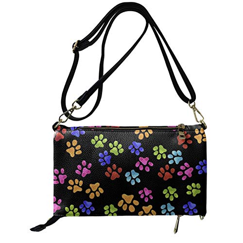 doginthehole Paw Print Shoulder Bags for Women Trendy Handbag Colorful Crossbody Bag Leather Purse Tote Wallet for Casual Travel Outdoor