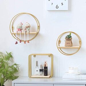 YunNasi Floating Wall Mounted Shelf Storage Display Racks Hanging Home Decor Unit for Living Room Bedroom Hallway (Small Round, Black)…