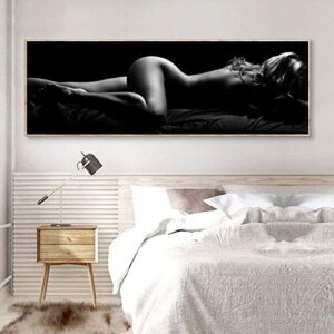 Nude Portrait Art Poster Print on Canvas Painting Sexy Sleeping Black and White Women Wall Art Picture for Living Room Decor (PM669,60x180cm No Frame)