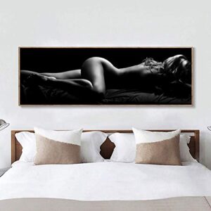 Nude Portrait Art Poster Print on Canvas Painting Sexy Sleeping Black and White Women Wall Art Picture for Living Room Decor (PM669,60x180cm No Frame)