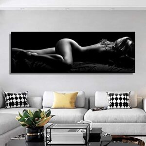 Nude Portrait Art Poster Print on Canvas Painting Sexy Sleeping Black and White Women Wall Art Picture for Living Room Decor (PM669,60x180cm No Frame)