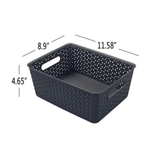 Parlynies Set of 4 Plastic Woven Storage Basket, Desktop Organizing Basket Bins, T