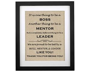 faceinse framed burlap print gifts for boss retirement gifts for mentor supervisor leader thank you boss gift boss day gifts for women men boss lady leaving going away goodbye gifts to friend him her