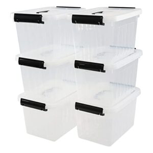 Yarebest 6 L Clear Plastic Storage Bins, Storage Boxes with Lids Set of 6