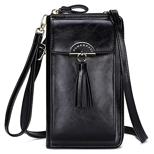 MANACUBE Women's Crossbody Handbags Small PU Leather Handbags Cellphone Wallet Purse with 2 Removable Straps, Black