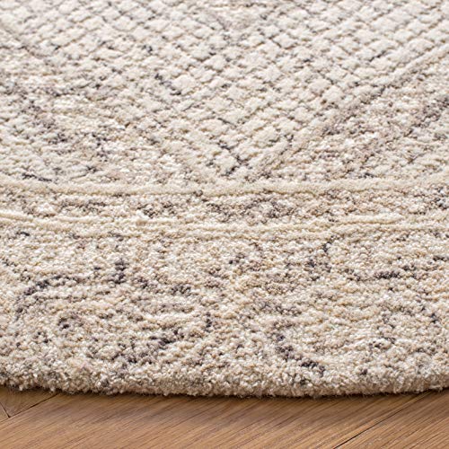 SAFAVIEH Abstract Collection 4' Round Ivory/Grey ABT345F Handmade Premium Wool Entryway Foyer Living Room Bedroom Kitchen Area Rug