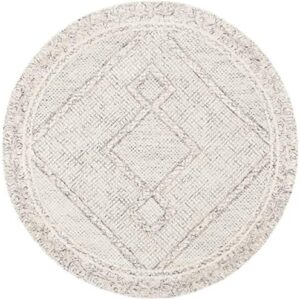 SAFAVIEH Abstract Collection 4' Round Ivory/Grey ABT345F Handmade Premium Wool Entryway Foyer Living Room Bedroom Kitchen Area Rug