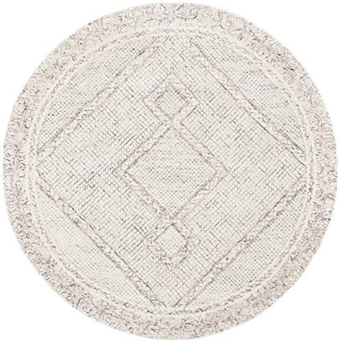 SAFAVIEH Abstract Collection 4' Round Ivory/Grey ABT345F Handmade Premium Wool Entryway Foyer Living Room Bedroom Kitchen Area Rug