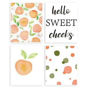 viyzzx funny bathroom decor quotes wall art hello sweet cheeks prints set of four photos 8×10 watercolor peach bathroom sign toilet restroom decor