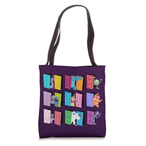 disney and pixar’s monsters, inc. doors tote bag