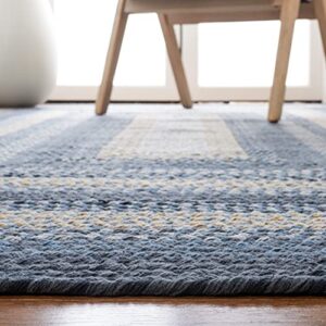 SAFAVIEH Braided Collection 3' x 5' Oval Dark Grey/Blue BRD651H Flatweave Reversible Cotton Entryway Foyer Living Room Bedroom Kitchen Area Rug