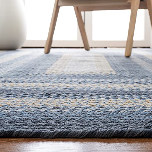 SAFAVIEH Braided Collection 3' x 5' Oval Dark Grey/Blue BRD651H Flatweave Reversible Cotton Entryway Foyer Living Room Bedroom Kitchen Area Rug