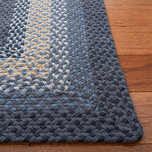 SAFAVIEH Braided Collection 3' x 5' Oval Dark Grey/Blue BRD651H Flatweave Reversible Cotton Entryway Foyer Living Room Bedroom Kitchen Area Rug