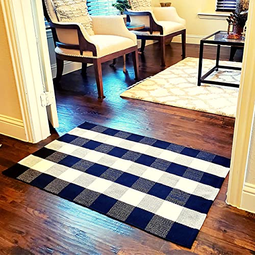 Pantric Black Buffalo Plaid Rug with Anti-Slip Mat - 27.5 x 43 in - Black and White Buffalo Check Rug for Front Porch, Patio or Entryway - Versatile Buffalo Plaid Door Mat for Indoor Outdoor Use