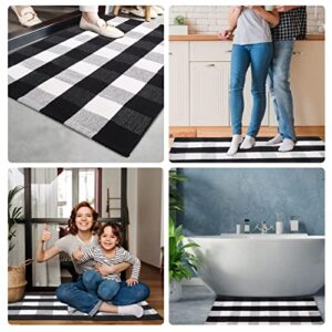 Pantric Black Buffalo Plaid Rug with Anti-Slip Mat - 27.5 x 43 in - Black and White Buffalo Check Rug for Front Porch, Patio or Entryway - Versatile Buffalo Plaid Door Mat for Indoor Outdoor Use