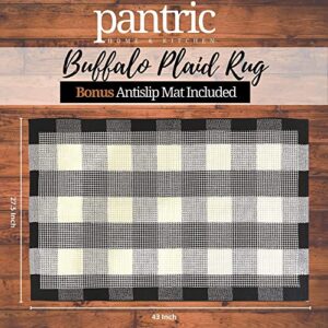 Pantric Black Buffalo Plaid Rug with Anti-Slip Mat - 27.5 x 43 in - Black and White Buffalo Check Rug for Front Porch, Patio or Entryway - Versatile Buffalo Plaid Door Mat for Indoor Outdoor Use