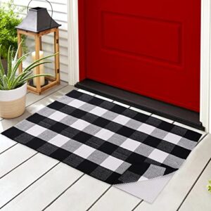 Pantric Black Buffalo Plaid Rug with Anti-Slip Mat - 27.5 x 43 in - Black and White Buffalo Check Rug for Front Porch, Patio or Entryway - Versatile Buffalo Plaid Door Mat for Indoor Outdoor Use