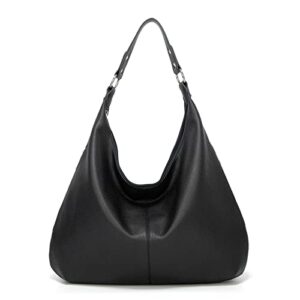 ashioup women’s black hobo bags vegan soft pu leather shoulder bag slouchy handbags totes with zipper