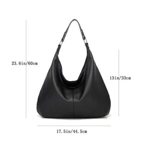 Ashioup Women's Black Hobo Bags Vegan soft PU Leather Shoulder Bag Slouchy Handbags Totes with Zipper