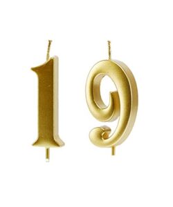 mart 19th birthday candles,gold number 19 cake topper for birthday decorations