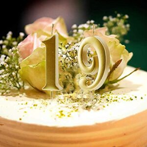 Mart 19th Birthday Candles,Gold Number 19 Cake Topper for Birthday Decorations