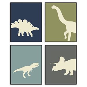 viyzzx watercolor dinosaur nursery wall art decor prints set of four photos 8×10 dinosaur art posters for kids bedroom playroom boys room