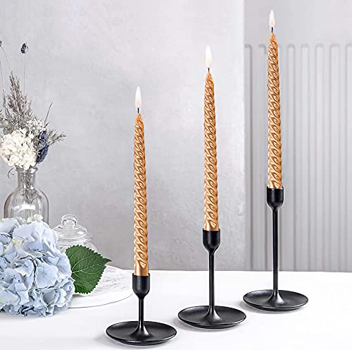 Tall Metallic Taper Spiral Taper Candle Candles - 10Inch Metallic, Dripless,wist Taper Candle, Spiral Taper Candle, Taper Spiral Long Candles Wax Unscented Dinner Candle brithday candle(Spiral golden)