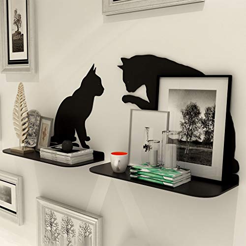 Tyoo Floating Shelf Wall-Mounted Shelf Modern Creative Black Bookshelf Suitable for Home Decoration Living Room Bedroom Study