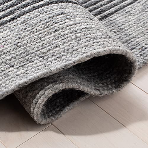 SAFAVIEH Braided Collection 8' x 10' Oval Grey/Black BRD904F Handmade Country Cottage Reversible Wool Entryway Foyer Living Room Bedroom Kitchen Area Rug