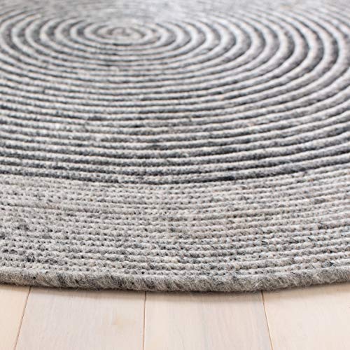 SAFAVIEH Braided Collection 8' x 10' Oval Grey/Black BRD904F Handmade Country Cottage Reversible Wool Entryway Foyer Living Room Bedroom Kitchen Area Rug