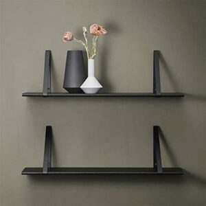 Tyoo Floating Shelf Triangular Modern Black Bracket Wall-Mounted Shelf Suitable for Home Decoration Living Room Bathroom, Bedroom Kitchen