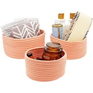 farmlyn creek cotton woven baskets for storage, peach organizers (3 sizes, 3 pack)