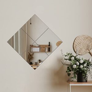 Full Length Mirror Tiles (Glass, 12''x12''x 4PCS), Large Full Body Wall Mirror for Door, Bedroom, Home Gym