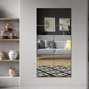 Full Length Mirror Tiles (Glass, 12''x12''x 4PCS), Large Full Body Wall Mirror for Door, Bedroom, Home Gym