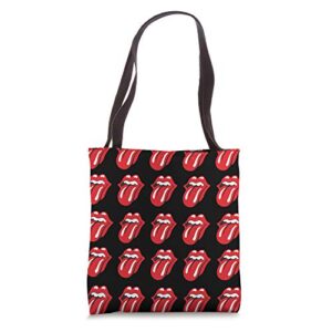 official rolling stones classic repeat tongue black tote bag