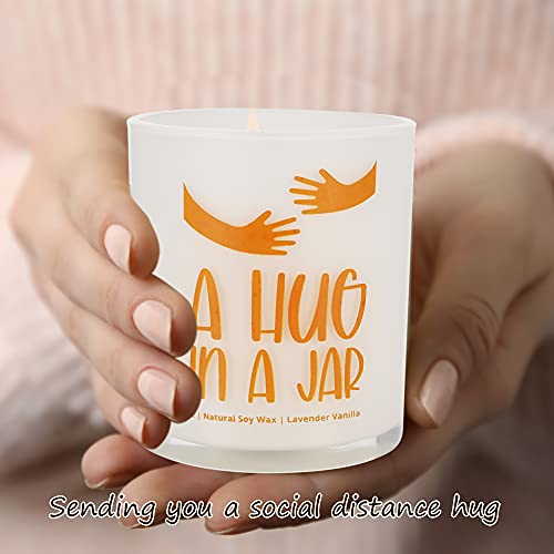 A Hug in a Jar Candle -I Miss You Scented Candle for The One You Love. Ideal Thoughtful Uplifting Healing Gift for Lover, Best Friends. Father's Day, Valentine's Day Gift (Lavender Vanilla, 10oz)