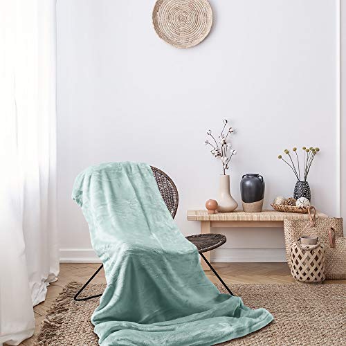 Kingole Flannel Fleece Microfiber Throw Blanket, Luxury Celadon Travel/Throw Size Light Weight Cozy Couch Bed Super Soft and Warm Plush Solid Color 250GSM (50 x 60 inches)