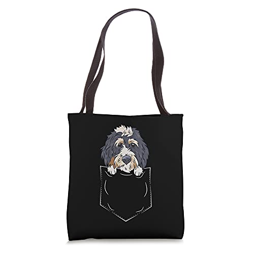 Bernedoodle Dog In A Pocket Pet Funny Bernedoodle Tote Bag