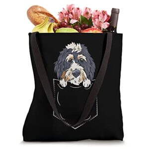 Bernedoodle Dog In A Pocket Pet Funny Bernedoodle Tote Bag