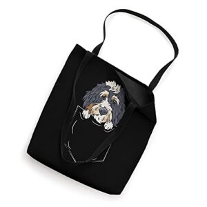 Bernedoodle Dog In A Pocket Pet Funny Bernedoodle Tote Bag